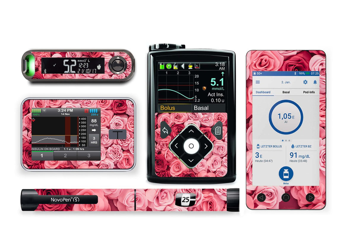 Pretty Pink Roses Sticker - Blood Glucose Meter Accessories - Type One ...